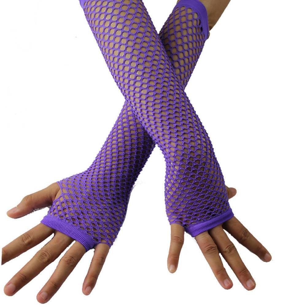 Purple Fishnet Gloves