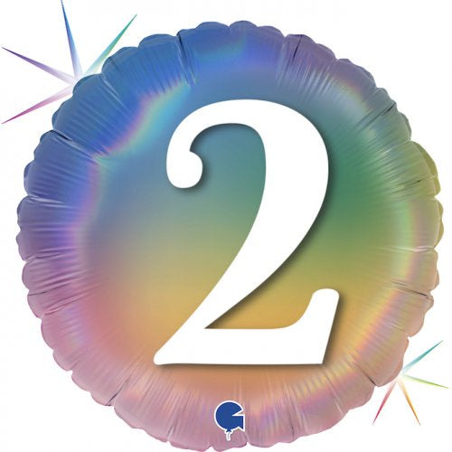 Pastel Rainbow Number 2 Round Foil Balloon